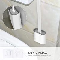 China 100*390 Flexible Silicone Toilet Brush Flat Deep Cleaning 34cm Long for sale