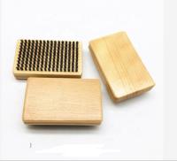 China 117x70mm Ski Wax Brush Set 320g Snowboard Brush Kit Nylon Horse Brass for sale