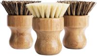 China 3.15in Round Kitchen Scrub Brush Set 3pcs Bamboo Pot Brush 8cm Air Dry for sale