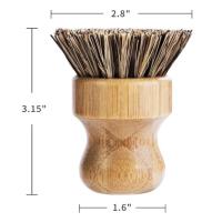 China 3.15in Round Kitchen Scrub Brush Set 3pcs Bamboo Pot Brush 8cm Air Dry for sale