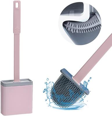 China TPR Flat Silicone Toilet Brush Wall Mounted With Holder 37.5*10.5*5 for sale
