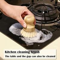 China Portable 3.2inch Natural Bamboo Dish Scrub Brush Set 2pcs Great Flexibility for sale