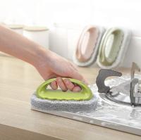 China 13.5*7.5cm Polyester Kitchen Sponge Cleaner With Handle 45g for sale