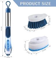 China PP Soap Dispensing Dish Brush With 4 Replacement Heads for sale