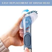 China PP Soap Dispensing Dish Brush With 4 Replacement Heads for sale