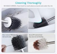 China Black Toilet Brush And Holder Stainless Steel With Soft Silicone Bristle for sale