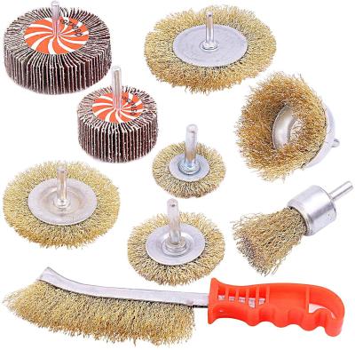 China Brass Coated Wire Wheel Brush 9pcs Brass Plating Filament for sale