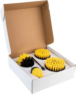 China Medium Bristle Drill Scrub Brush Attachment 4Pc Medium Bristle Angled Corner for sale