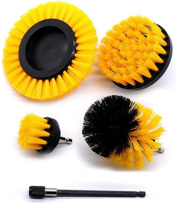 China Yellow 5 Piece Power Scrubber Cleaning Kit With PP Bristle for sale