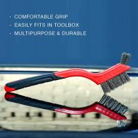 China Curved Handle Grip Wire Brush Set 3Pcs Nylon Brass Stainless Steel Bristles for sale