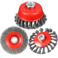 China 3 Pieces 4 Inch Wire Wheel Brush Coarse Crimped Twisted Knotted for sale