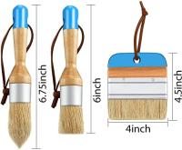 China 3 Pieces Blue Color Chalk And Wax Paint Brushes Bristle Stencil Brushes for sale