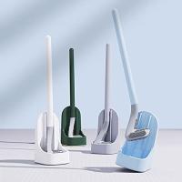China Long Handled TPR Silicone Golf Toilet Brush Set White Blue Green for sale