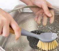 China 3 Inch Bristle Dish Scrub Brush Bamboo Handle For Pans for sale