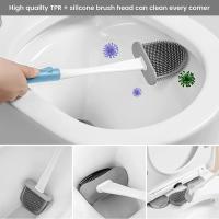 China TPR Silicone Toilet Brush Set With Holder Wall Mounting Bathroom Use for sale