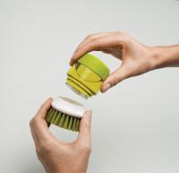 China Dishwasher Kitchen Scrub Brush With Integrated Detergent Soap Dispenser for sale