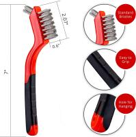 China Wire Brush Set 3Pcs Brass Bristles Curved Handle For Rust Dirt Paint Scrubbing for sale