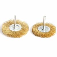 China 1 / 4 Inch Shank Brass Wire Wheel Brush Set Crimped For Drill for sale