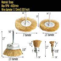 China 1 / 4 Inch Shank Brass Wire Wheel Brush Set Crimped For Drill for sale