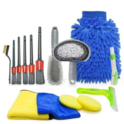 China 15 Pieces Car Detailing Brush Kit Microfibre Tire Brush Used for sale