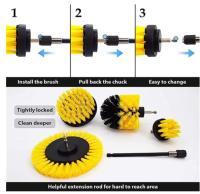 China PP 5 Piece Drill Scrubber Brush Drifferent Size YELLOW for sale