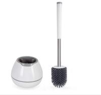 China White Toilet Brush And Holder Set Silicone Bristles With Tweezers for sale