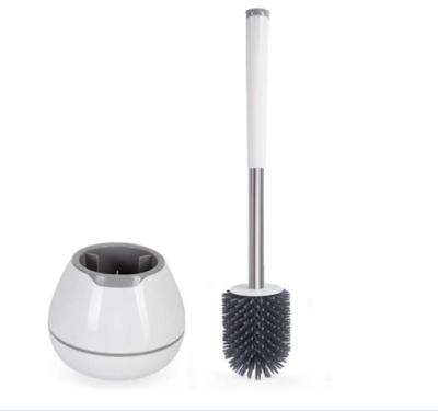 China White Toilet Brush And Holder Set Silicone Bristles With Tweezers for sale
