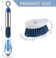 China Stainless Steel Handle Dish Brush With Soap Dispenser Rotating Design for sale