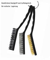 China Cleaning Steel Wire Brush Set With Brass And Nylon Bristles Curved Handle for sale