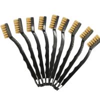 China Cleaning Steel Wire Brush Set With Brass And Nylon Bristles Curved Handle for sale