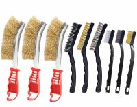 China Cleaning Steel Wire Brush Set With Brass And Nylon Bristles Curved Handle for sale