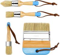 China 4 Pieces Chalk Paint Brush Wood Chalk And Wax Brushes Natural Stencil Brushes for sale