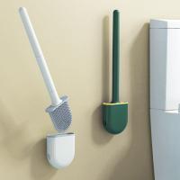 China Detachable TPR Wall Mounted Black Silicone Bathroom Brush Toilet Cleaner With Holder for sale