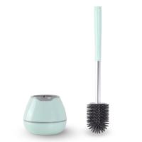 China Toilet Brush And Holder Set Silicone Bristles With Tweezers Pink for sale