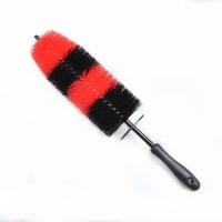 China PP Car Rim Wheel And Tire Brush Red Soft Black Easy Handle for sale
