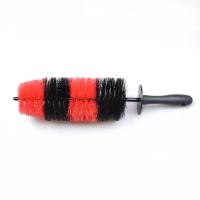 China PP Car Rim Wheel And Tire Brush Red Soft Black Easy Handle for sale