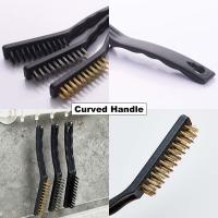 China Nylon Copper Stainless Steel Wire Brush Curved Handle For Rust Removal for sale