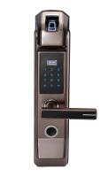 China JS-FL2018 500DPI Fingerprint Door Lock with 200 User Capacity - Zinc Alloy Brown Finish for 35-100mm Doors for sale