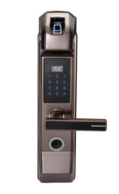 China JS-FL2018 500DPI Fingerprint Door Lock with 200 User Capacity - Zinc Alloy Brown Finish for 35-100mm Doors for sale