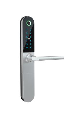 China Tuya WiFi Smart Door Lock Narrow Glass Sliding Aluminum Fingerprint Password IC Card 38-80mm for sale