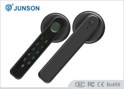 China Black Color Tuya APP Door Fingerprint Smart Lock With Handle Type for sale