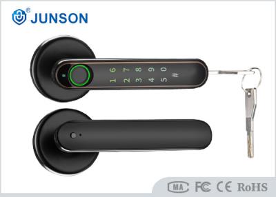 China Curved Handle Fingerprint Door Lock Black Bluetooth Tuya App 146x64x64mm 6V for sale