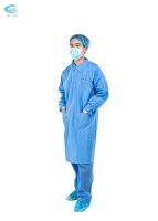China Nonwoven Lab Coat Blue Disposable Gown Unisex Hospital Uniforms Medical Coveralls Suit for sale