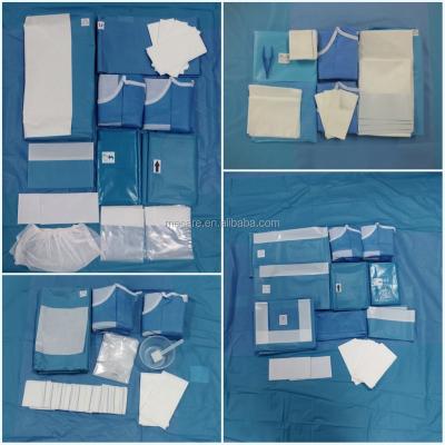 China Sterile Surgical Packs with Steam Sterilization and Angiography Pack Including Disposable Patient Drapes for sale