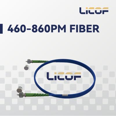 China 460-860PM Polarization-Maintaining Fiber Optic Patch Cords with 50 mW Power Handling and -20 to +85℃ Temperature Range for sale