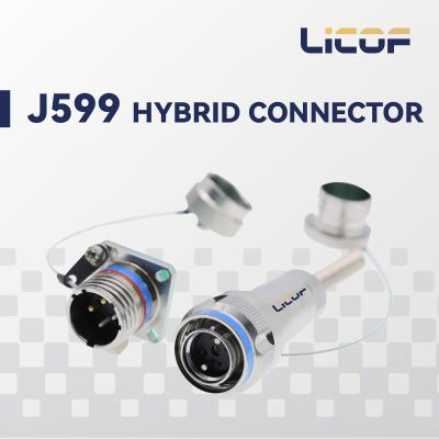 China J599 Hybrid Optical-Electrical Connector 2-Fiber 2-Electrical IP67 Rated -40°C to 85°C Operation for sale