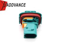 China Automotive Electrical 2 Pin Male Green Connector PBT GF30 Sealed Wire to Wire 125C for sale