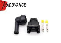 China Female Waterproof 2 Way EV1 Fuel Injector Connector Housing 90 Degree Rubber Boot PA66 for sale