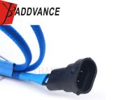 China Aptiv 2 Way Male Female Auto Connector Wiring Harness With Blue Braided Protective Sleeve Automotive Pigtail Cable Assembly for sale