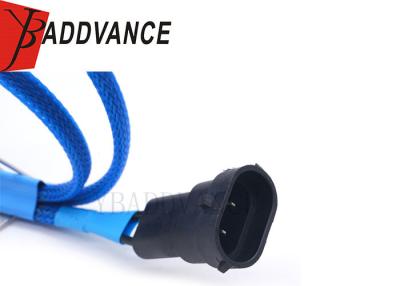 China Aptiv 2 Way Male Female Auto Connector Wiring Harness With Blue Braided Protective Sleeve Automotive Pigtail Cable Assembly for sale